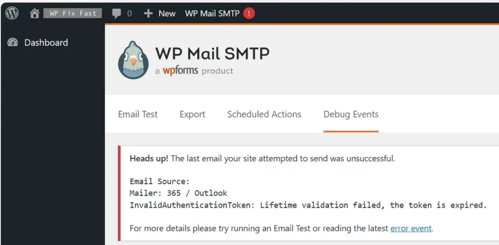 WP Mail SMTP error: InvalidAuthenticationToken [Solved]